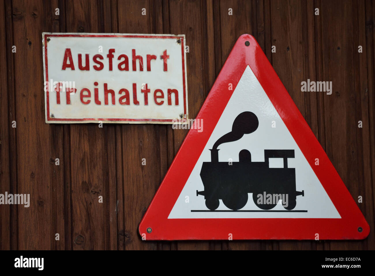cheerful signs at the garage exit Stock Photo - Alamy
