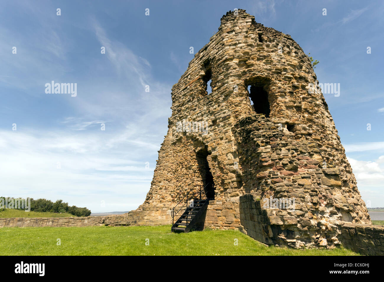 13th century castle ruins, Flint Castle, River Dee Estuary, North Wales ...