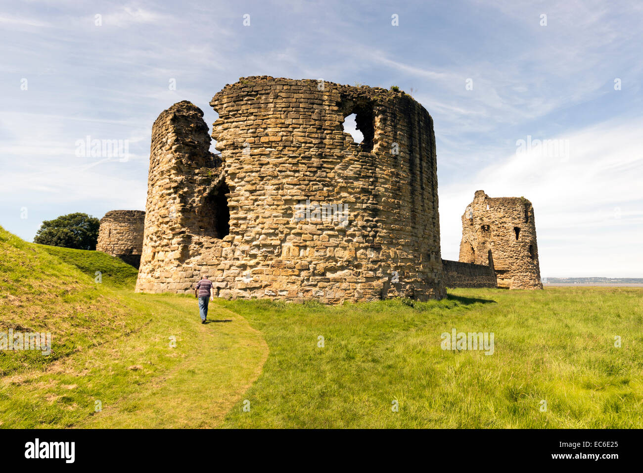 13th century castle ruins, Flint Castle, River Dee Estuary, North Wales ...