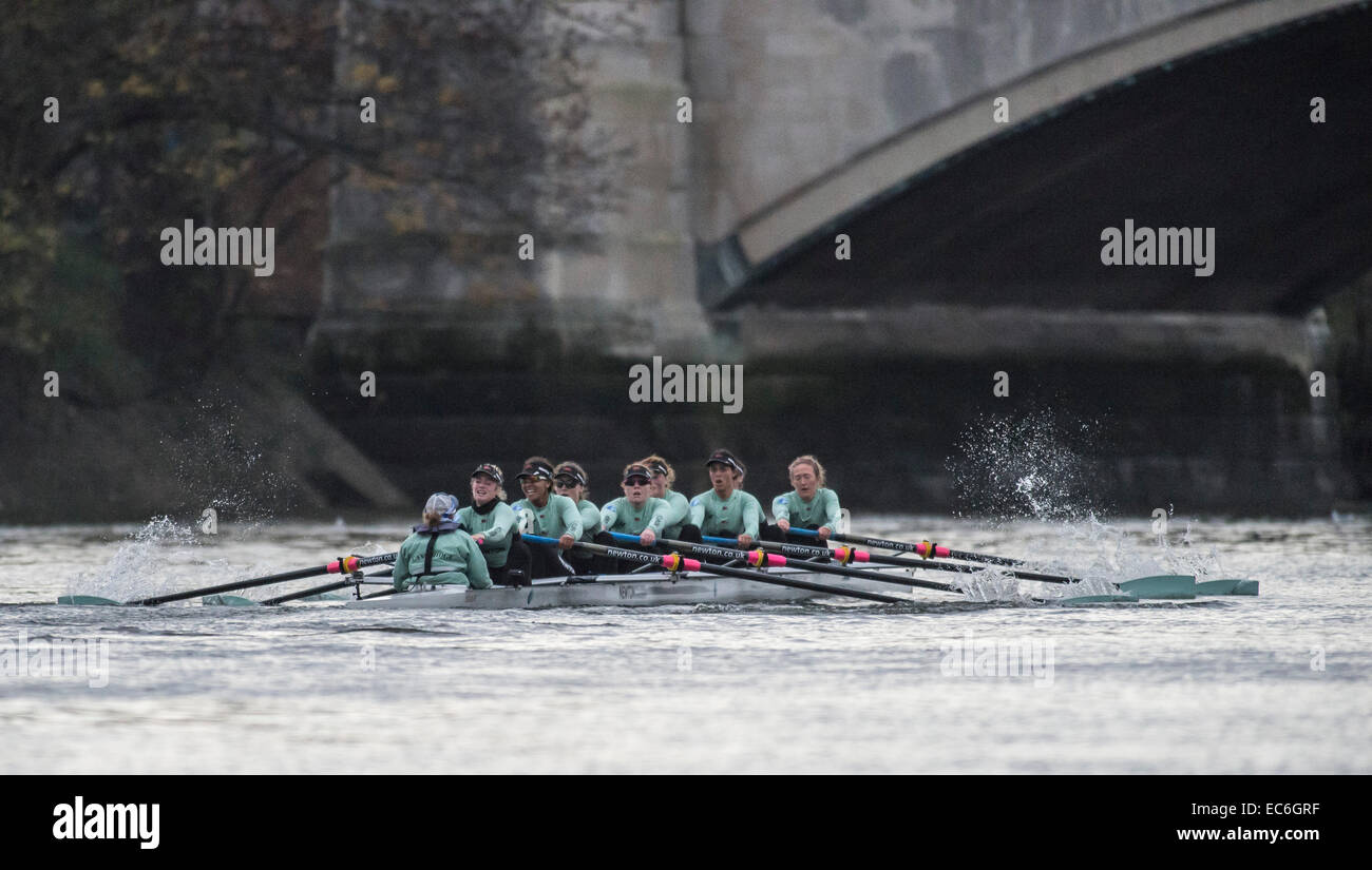 River Thames, London, UK. 9th December, 2014. Putney (start) and ...