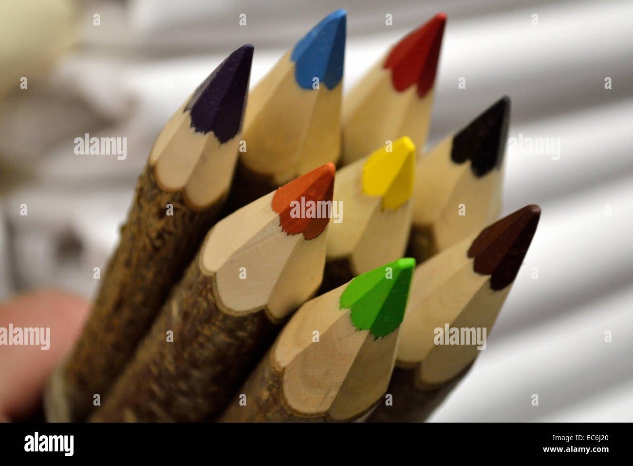 colorful pens made of wood Stock Photo - Alamy
