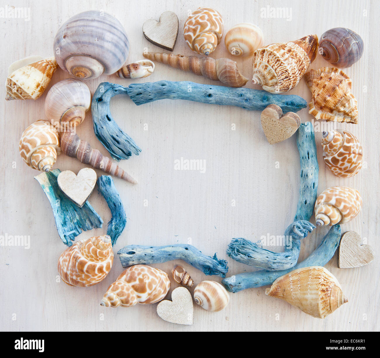 White wooden background with sea shells Stock Photo - Alamy