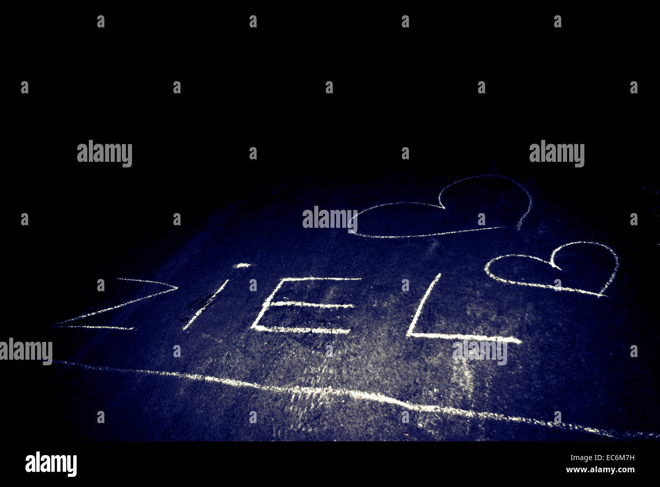 Marking, writing on a road Target Stock Photo - Alamy