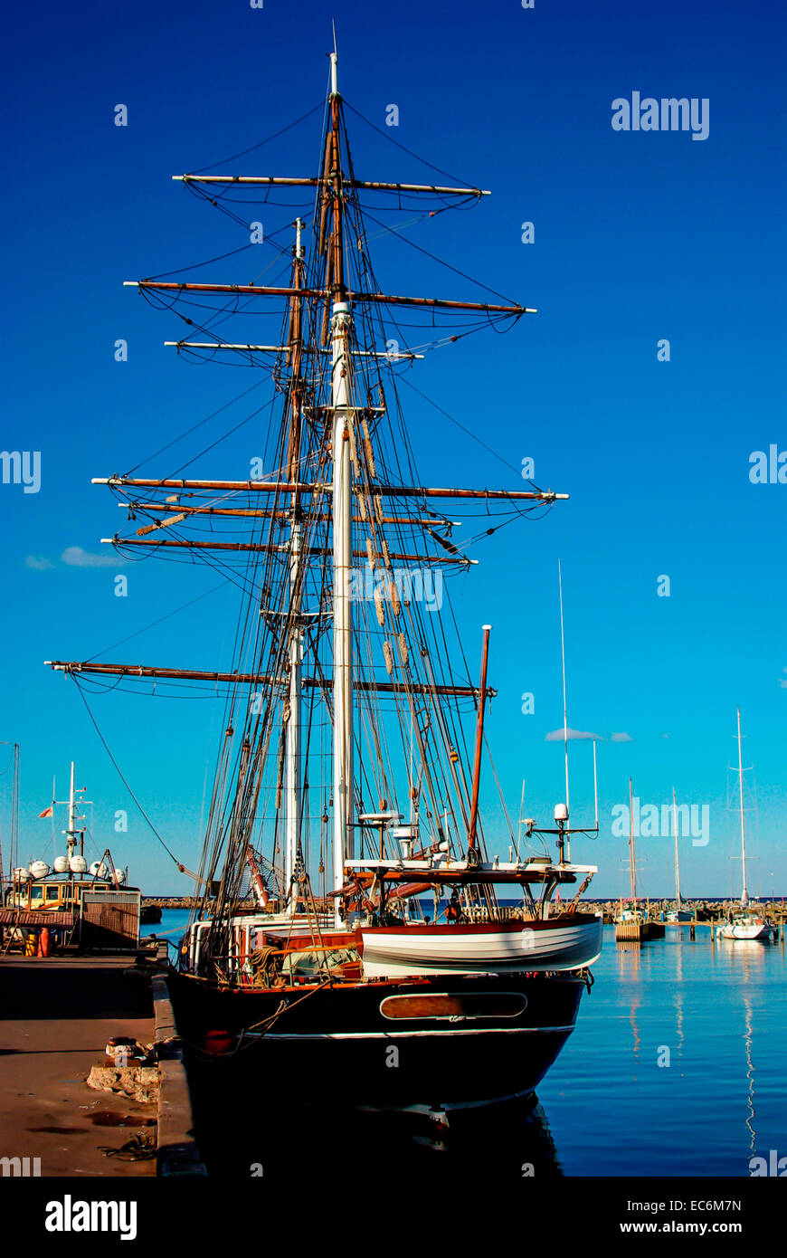 Denmark Sailboat in the harbor Stock Photo - Alamy