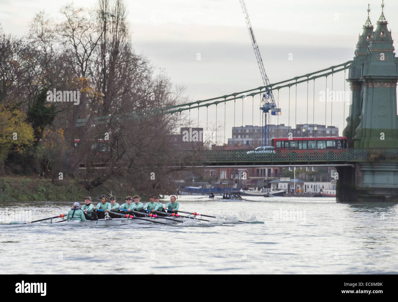 River Thames, London, UK. 9th December, 2014. Putney (start) and ...
