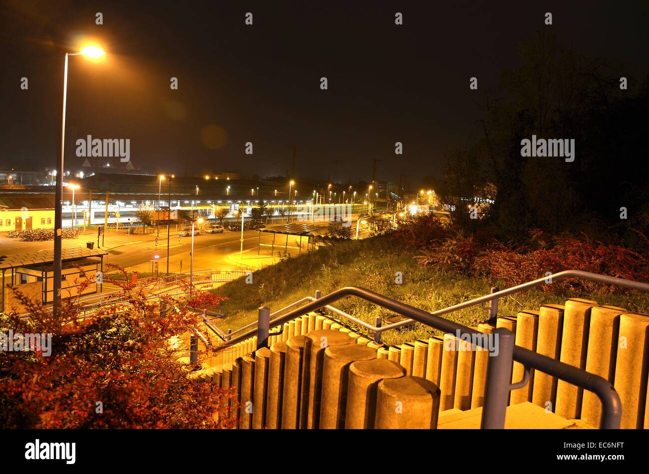Train station at night Stock Photo - Alamy