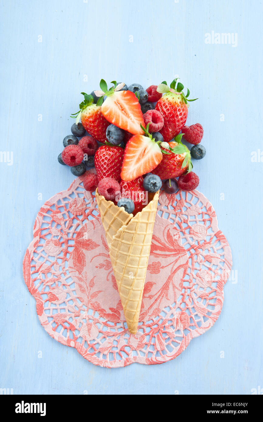 Ice cream cone with waffles Stock Photo - Alamy