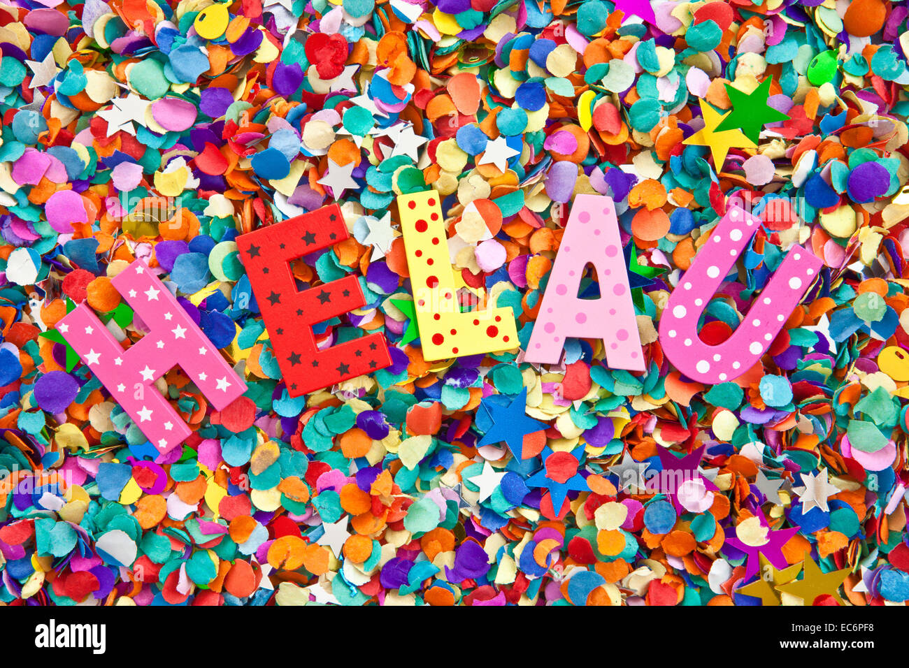 Helau on confetti Stock Photo - Alamy