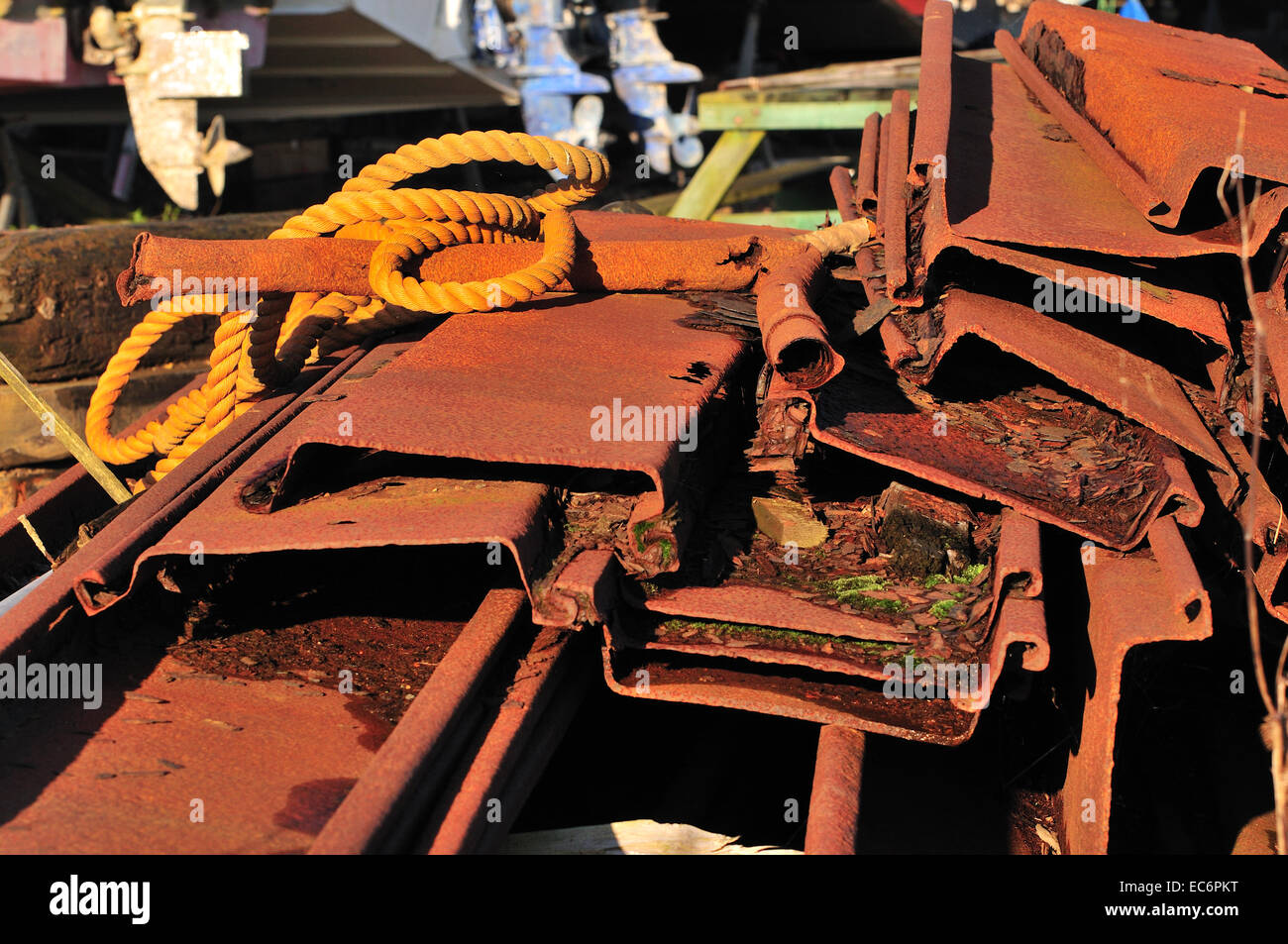 Scrap metal at a boatyard in Norfolk, UK Stock Photo - Alamy