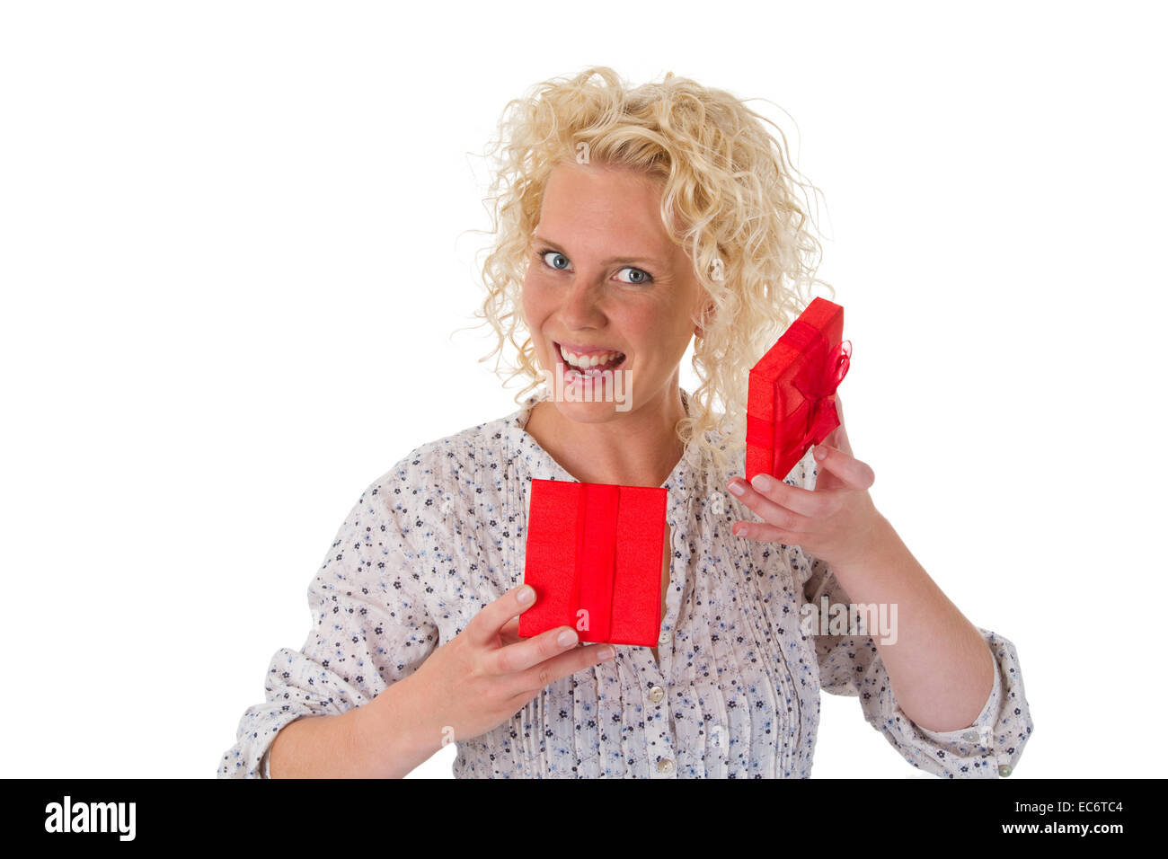 Happy person opening box hi-res stock photography and images - Alamy