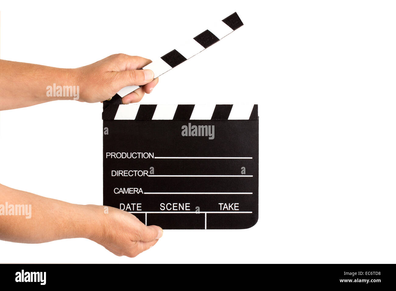 Hands holding a clapperboard Stock Photo - Alamy