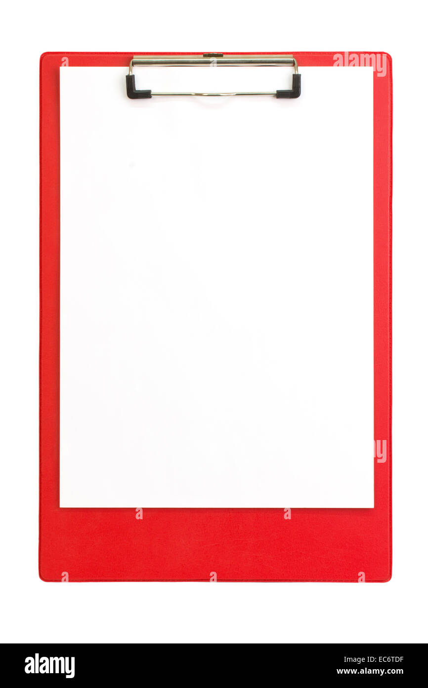 Red clipboard with paper Stock Photo - Alamy