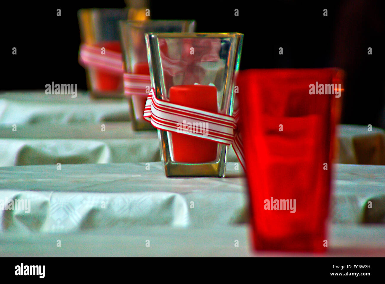 Decoration bar tables Glasses Candle Stock Photo - Alamy