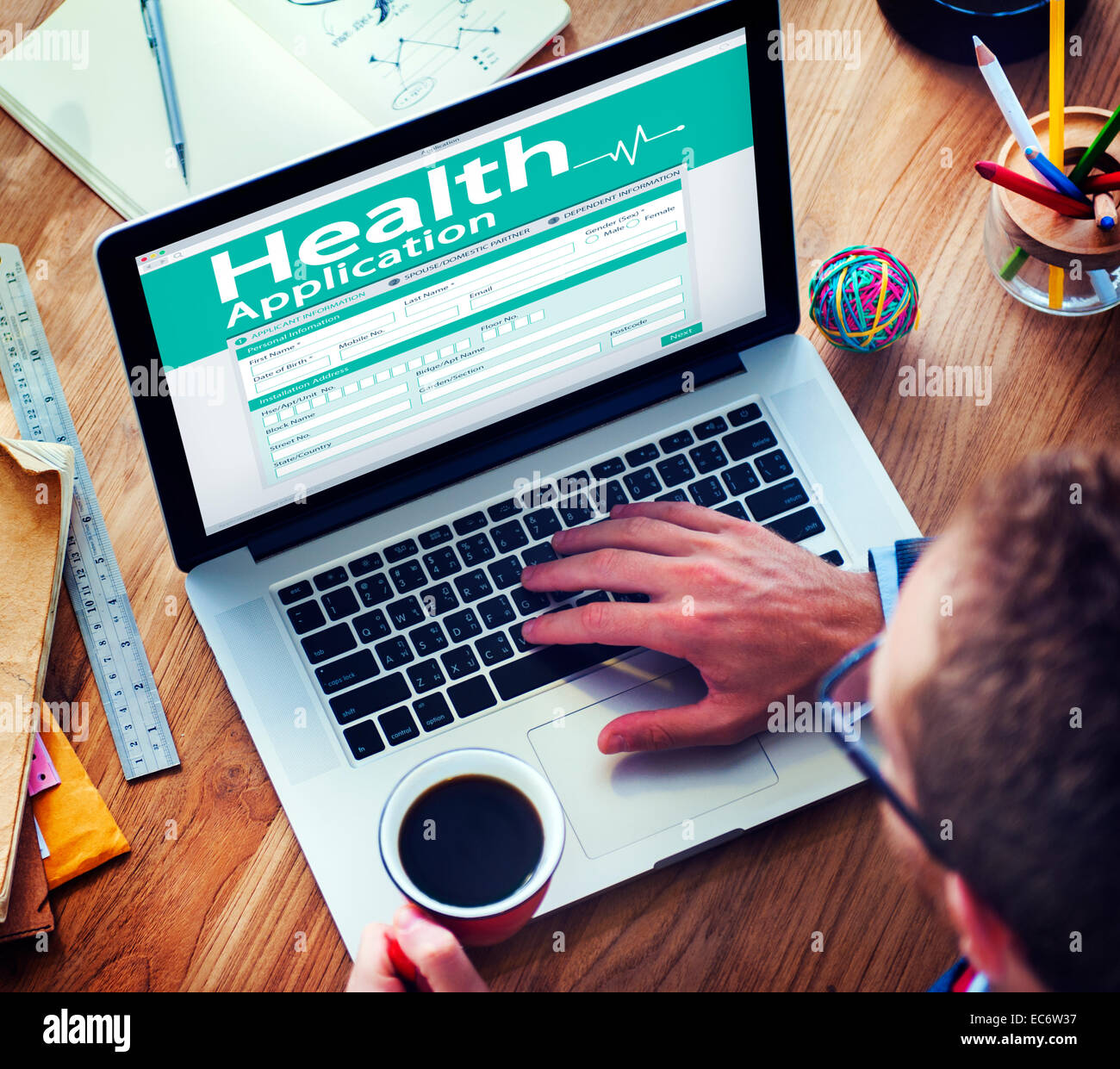 Digital Health Insurance Application Form Concept Stock Photo - Alamy
