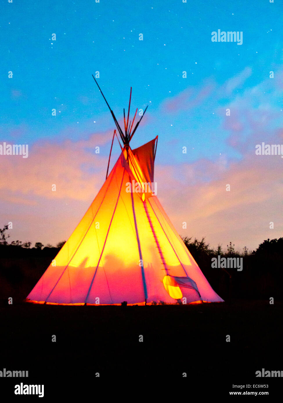 Lakota Tipi North America long exposure night shot Stock Photo - Alamy