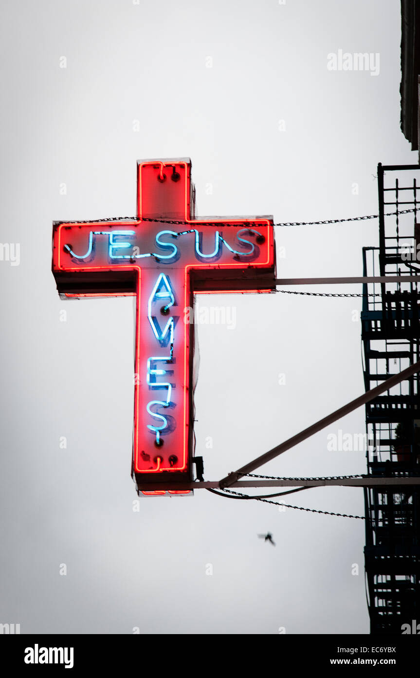 A Jesus Saves sign in the East Village of New York city Stock Photo - Alamy