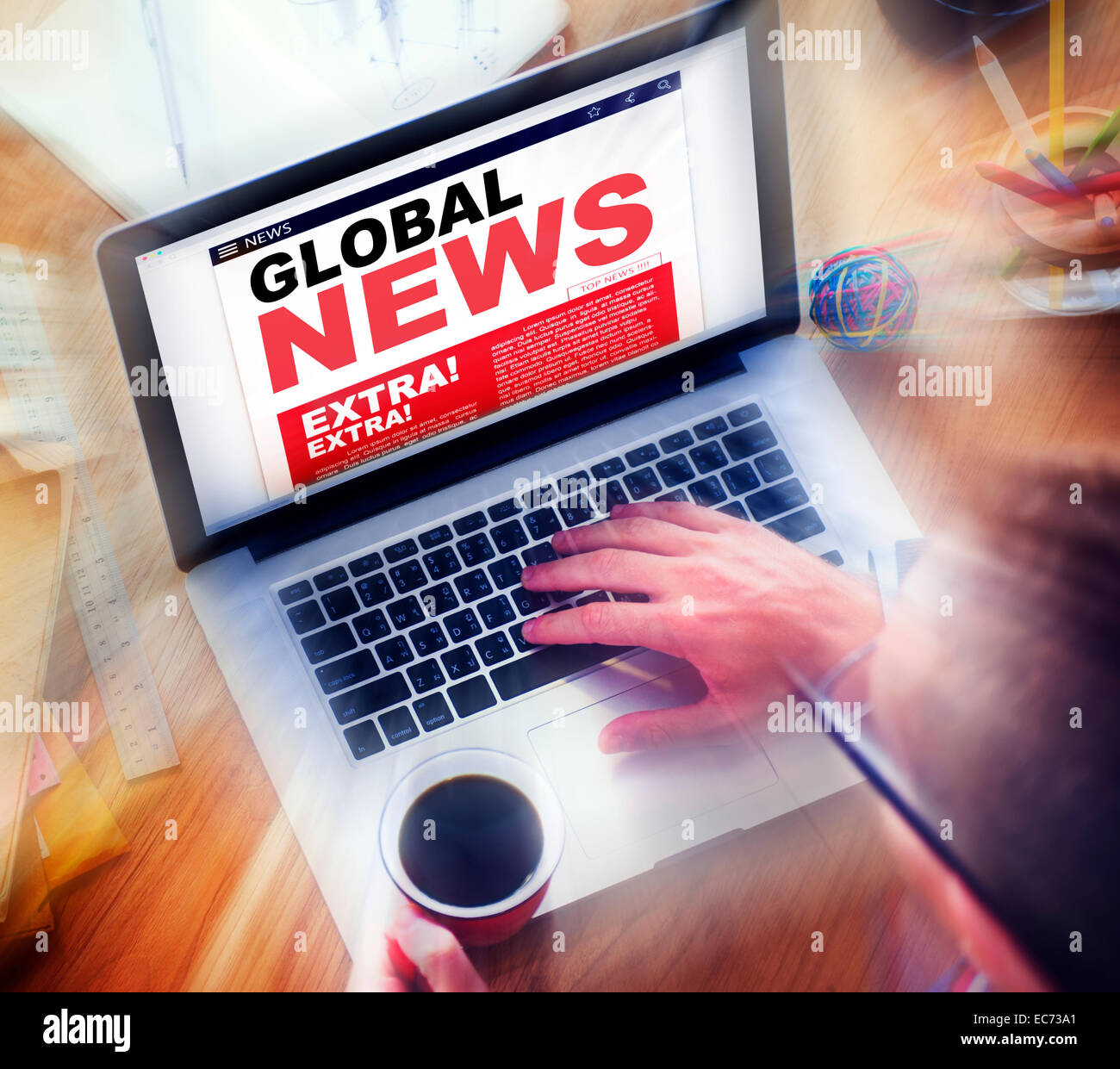 Digital Online Update Global News Concept Stock Photo - Alamy