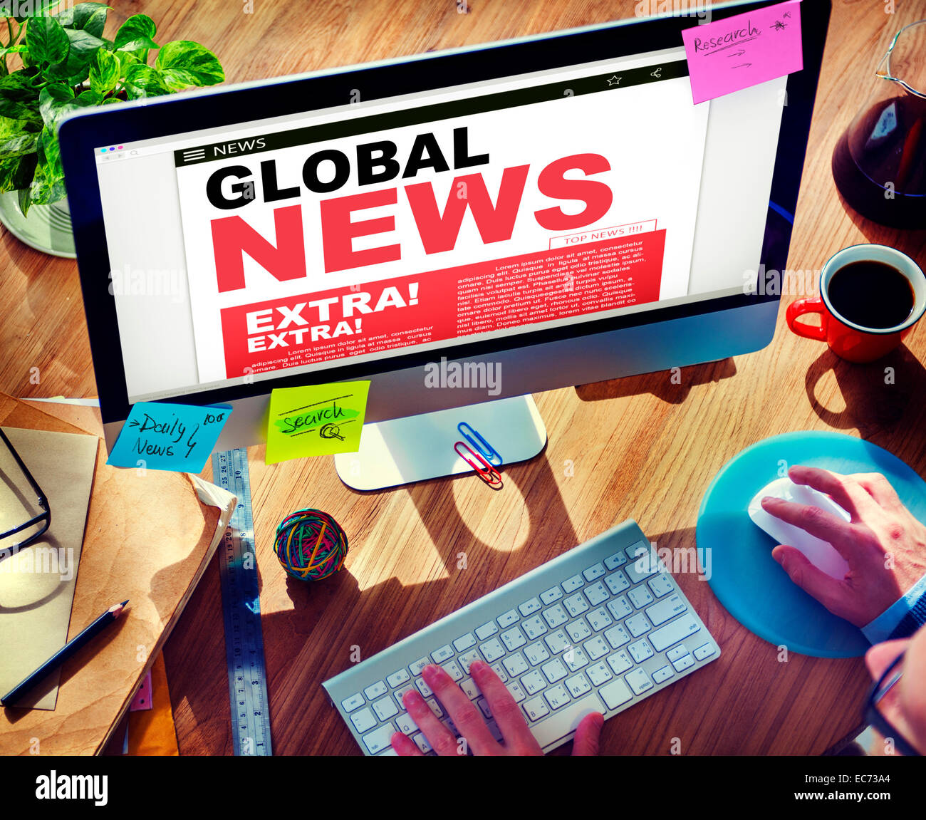 Digital Online Update Global News Concept Stock Photo - Alamy