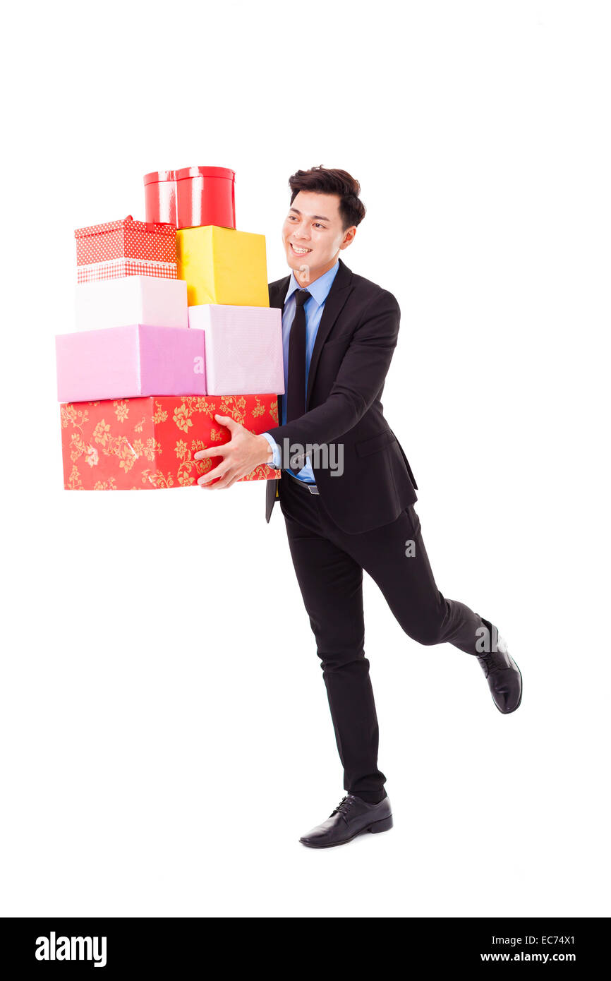 Man present box Cut Out Stock Images & Pictures - Alamy