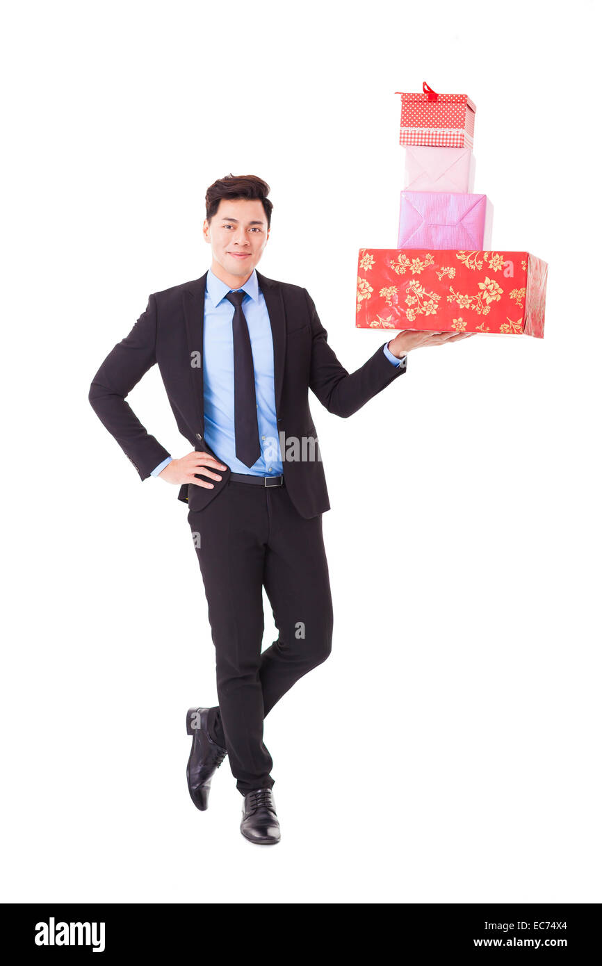 Man present box Cut Out Stock Images & Pictures - Alamy