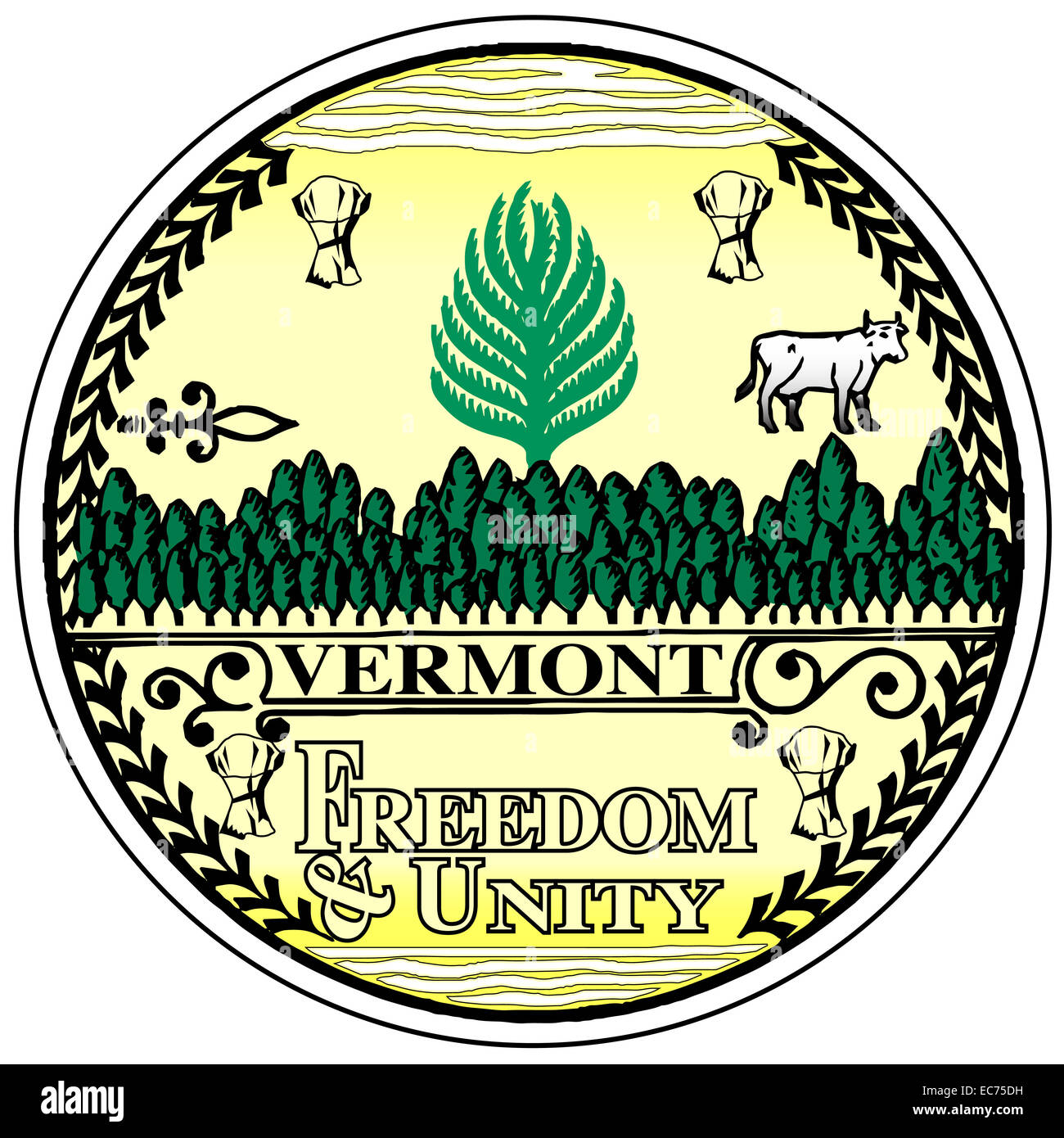 The seal of the state of Vermont over a white background Stock Photo ...