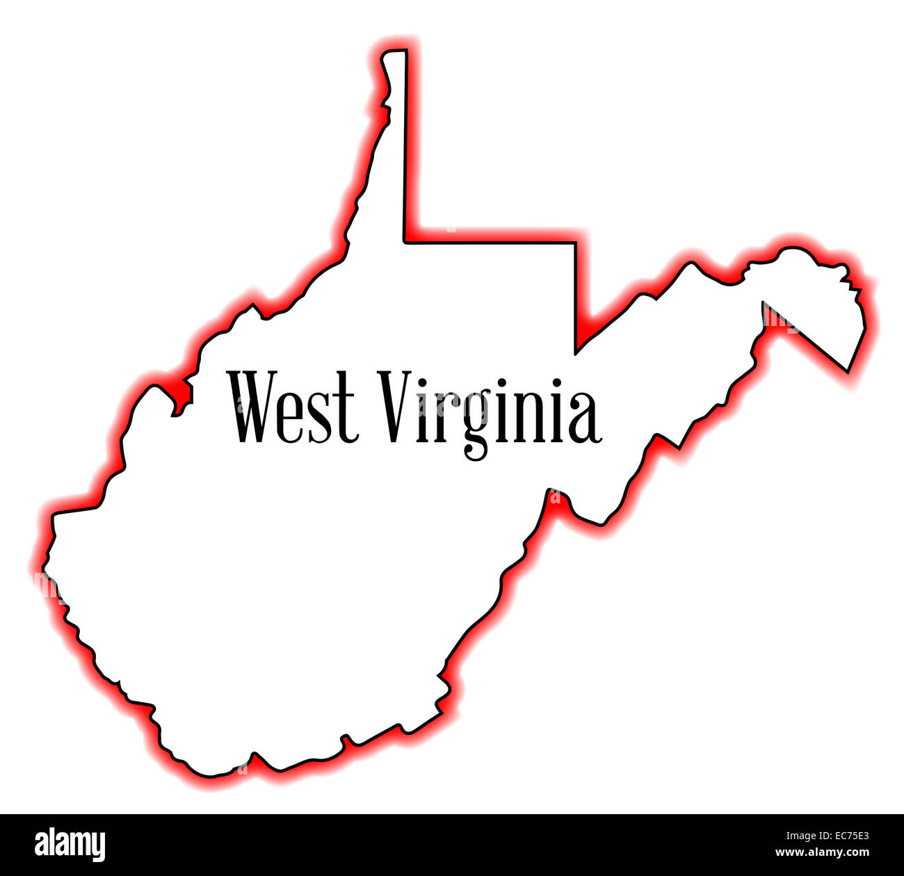West Virginia Outline Map over a white background Stock Photo - Alamy