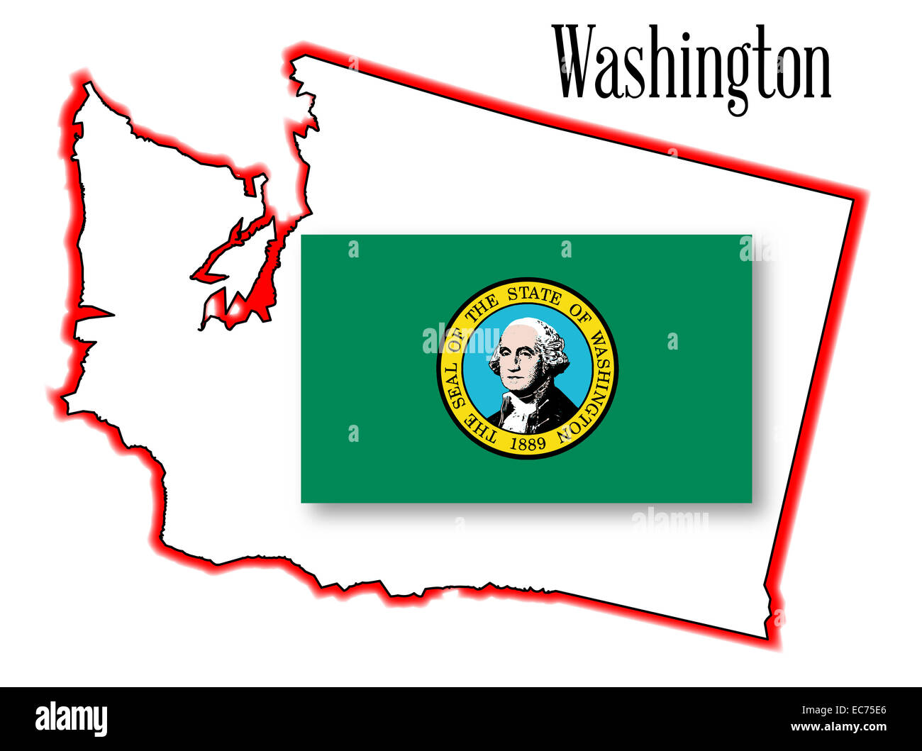 Outline map of the state of Washington isolated Stock Photo - Alamy