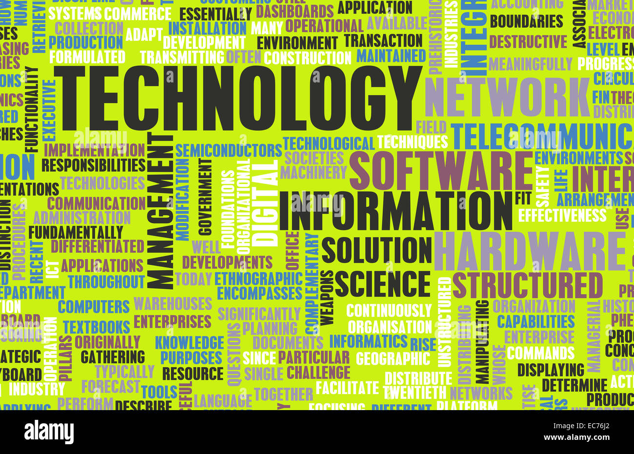 Technology Concept as a Abstract Word Cloud Art Stock Photo - Alamy