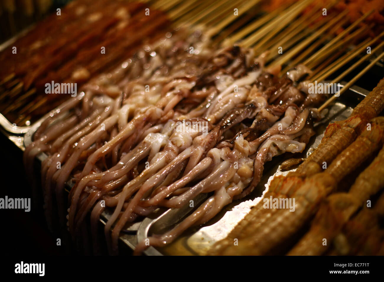 Close up of some octopus on sale on a food market in China Stock Photo ...