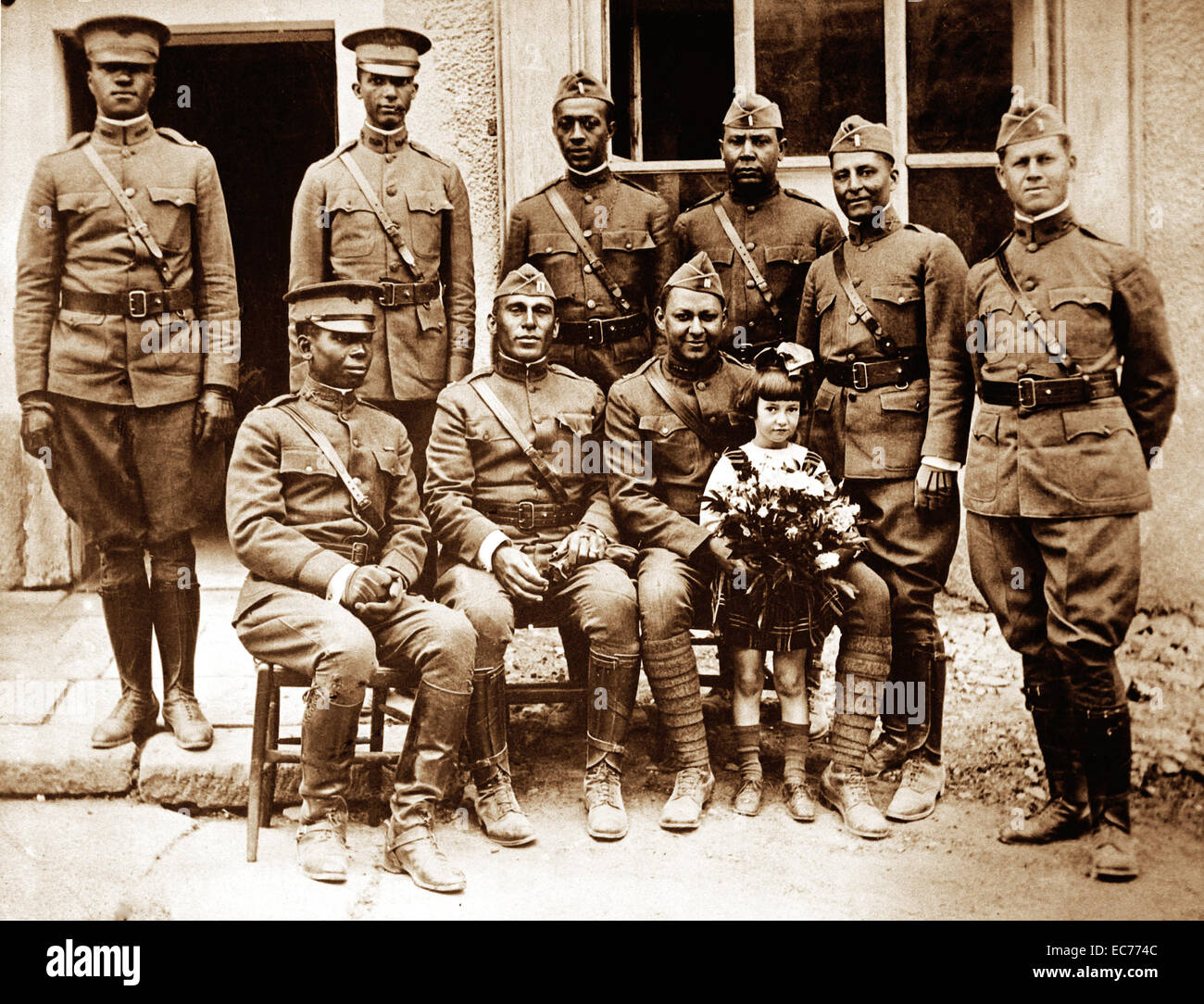 Officers of the "Buffalos," 367th Infantry, 77th Division in France. Ca ...