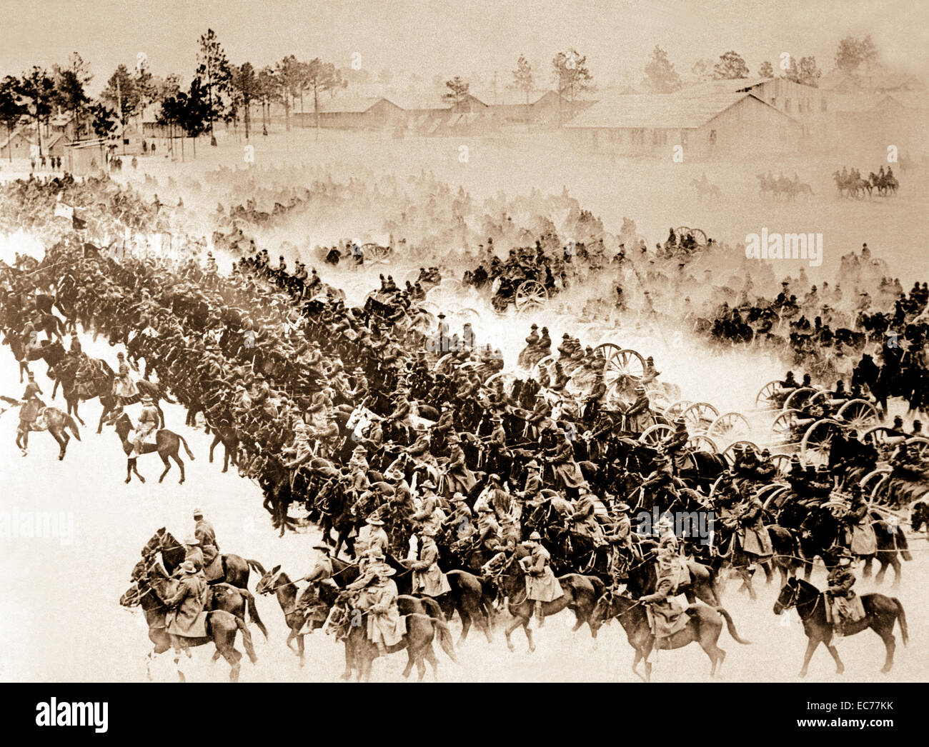 Horseback soldiers ride at Camp Hancock, Georgia, 1918 Stock Photo - Alamy