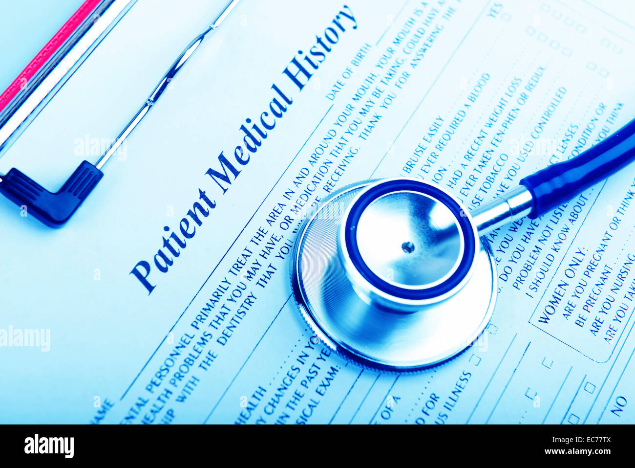 medical history with stethoscope Stock Photo - Alamy