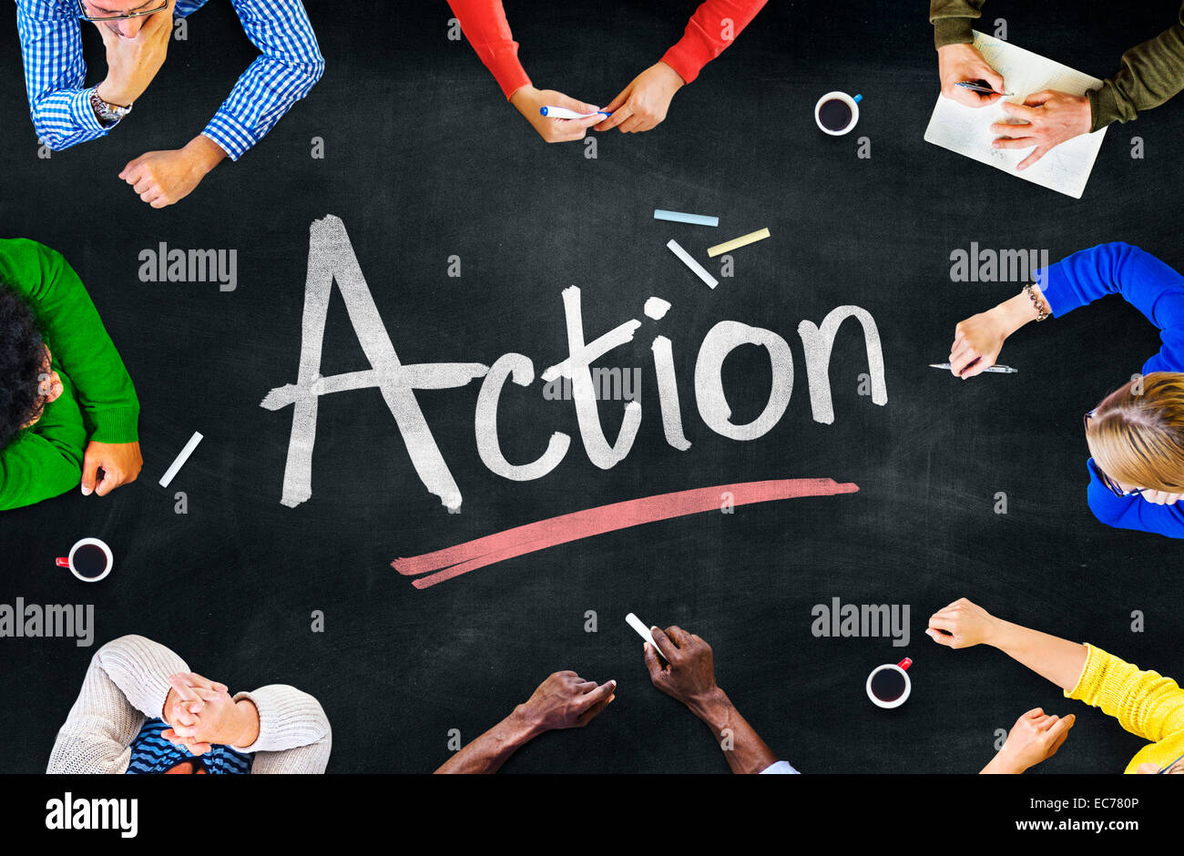Multi-Ethnic Group of People and Action Concept Stock Photo - Alamy
