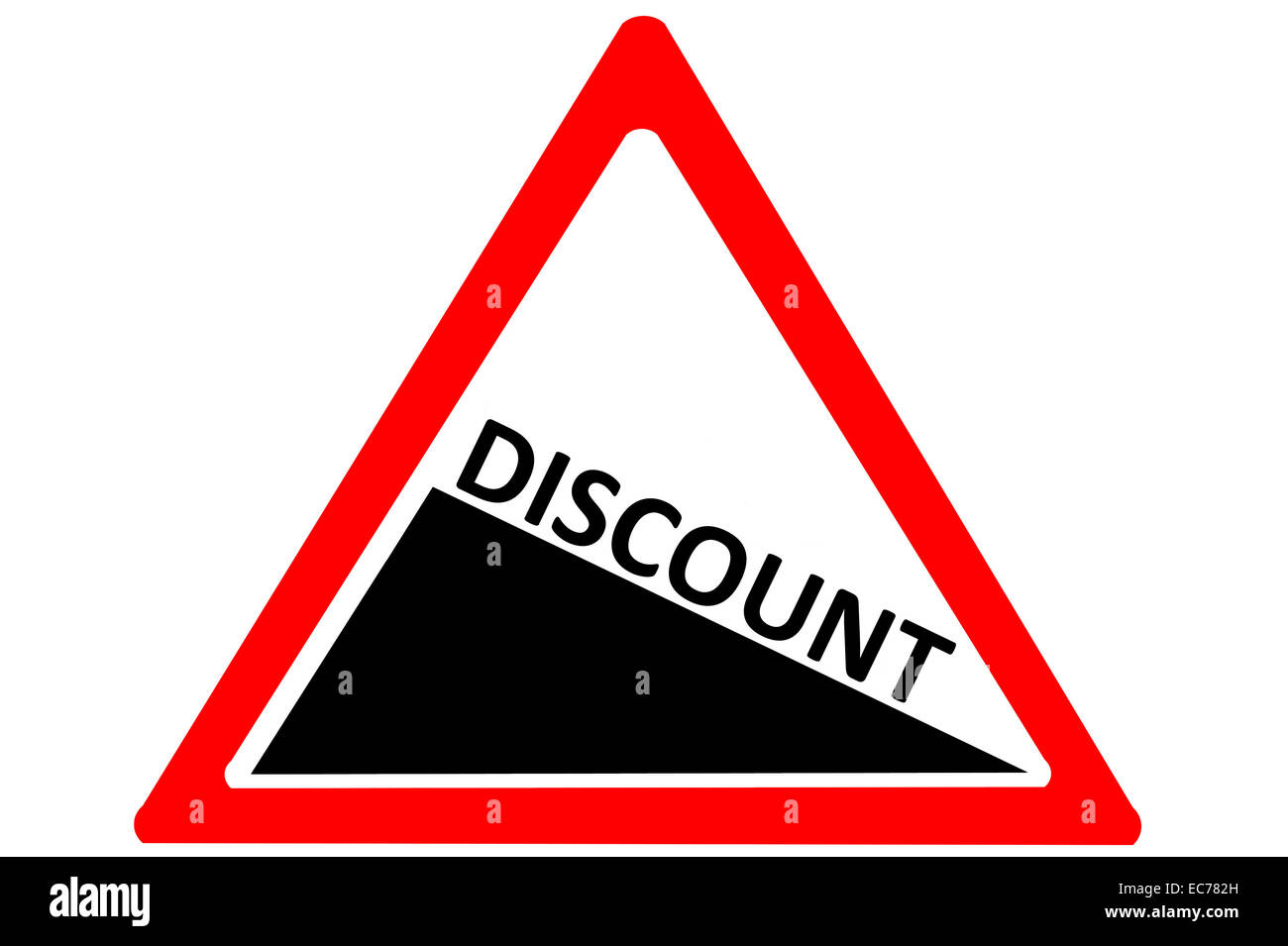 Discount warning road sign isolated on pure white background Stock ...