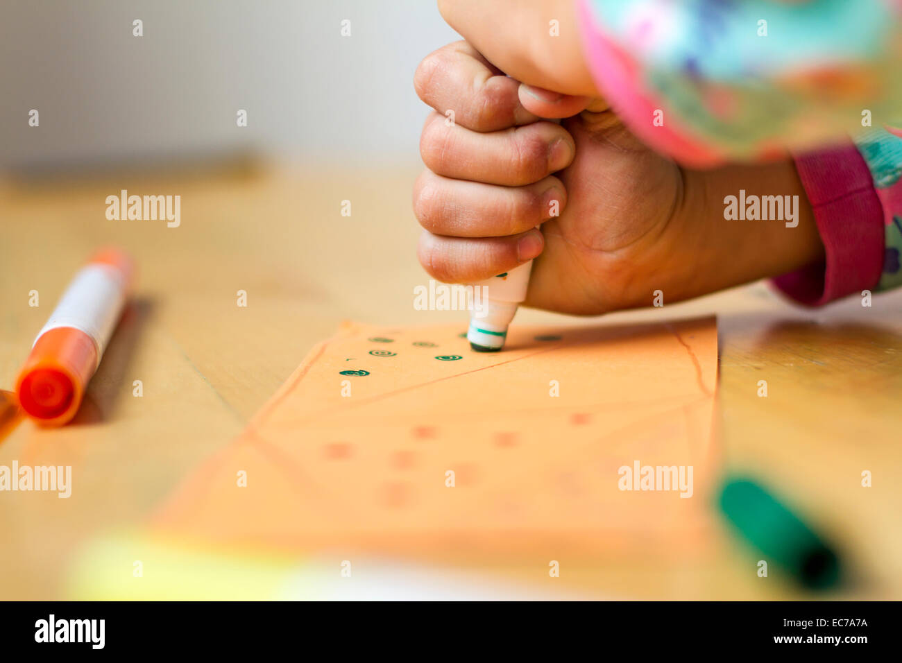 Hand of little girl stamping Stock Photo - Alamy