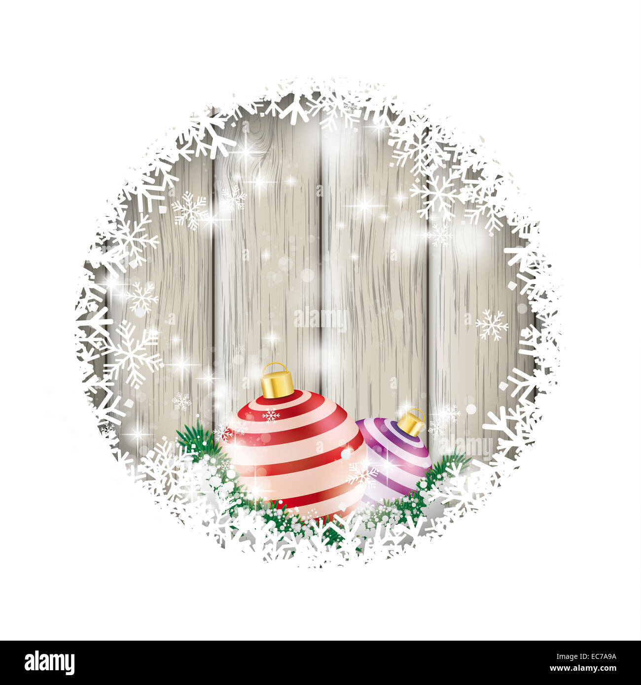 Christmas baubles and snow, vector graphics Stock Photo - Alamy