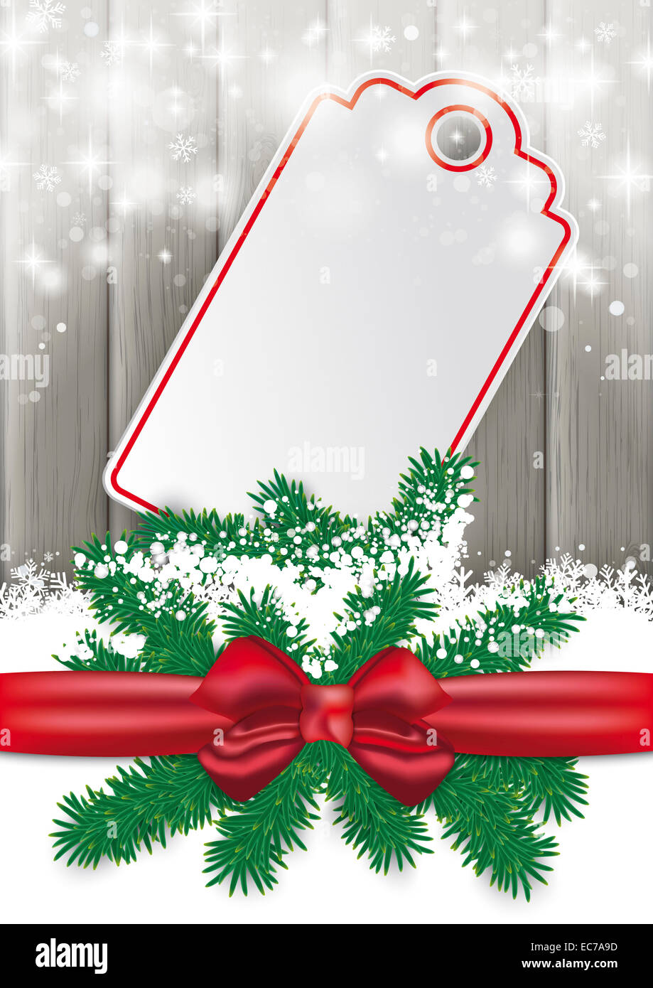 Ribbon, snow and gift tag, vector graphics Stock Photo - Alamy