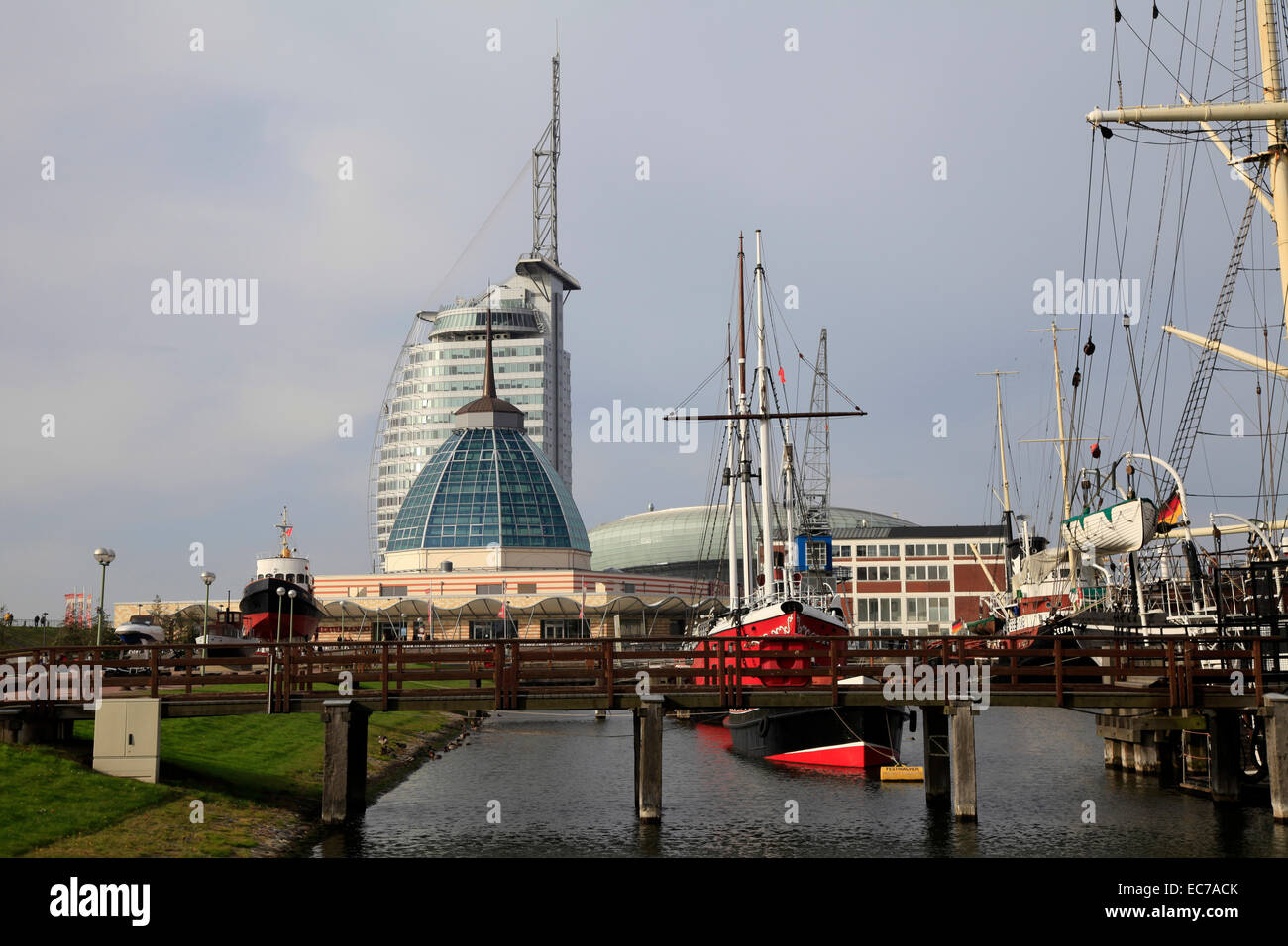 German maritime museum with museum ships in the museum harbor High ...