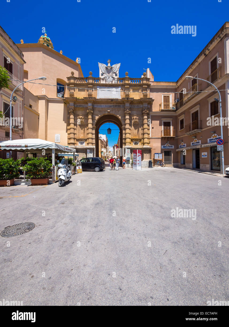 Italy, Sicily, Province of Trapani, Marsala, Old town, Town gate Stock ...