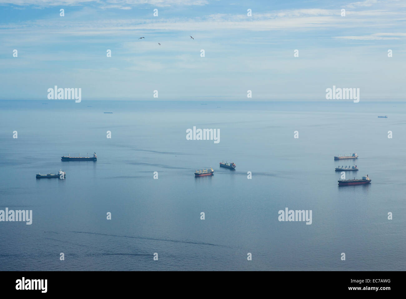 Gibraltar, Cargo ships, roadstead Stock Photo - Alamy