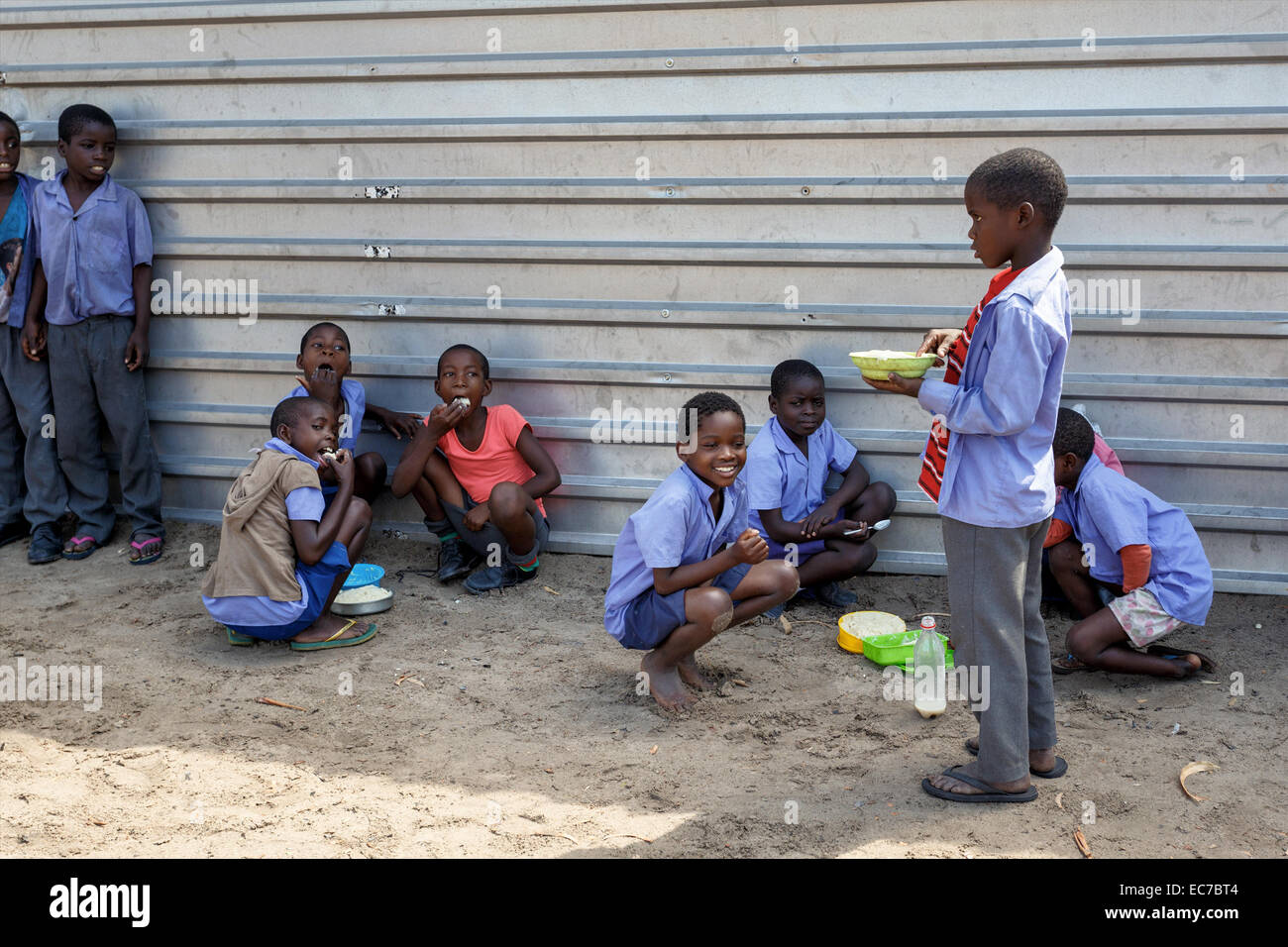 NAMIBIA, KAVANGO, OCTOBER 15: Happy Namibian school children waiting ...