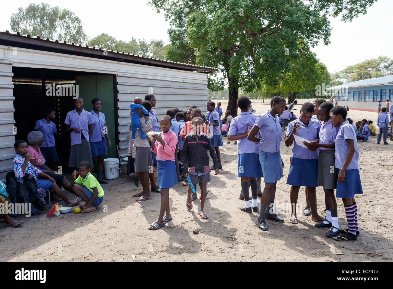 NAMIBIA, KAVANGO, OCTOBER 15: Happy Namibian school children waiting ...