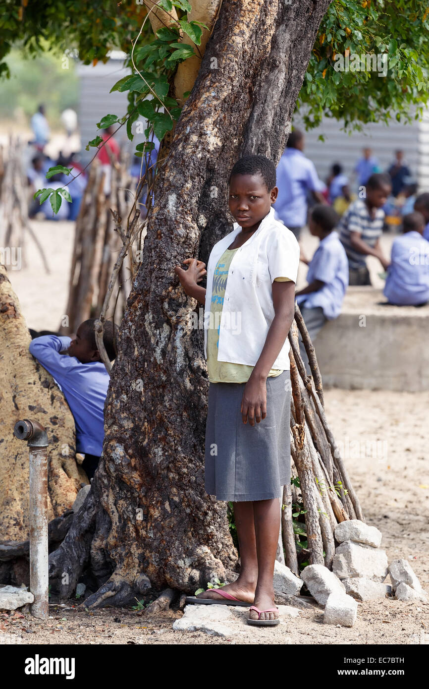 NAMIBIA, KAVANGO, OCTOBER 15: Happy Namibian school children waiting ...