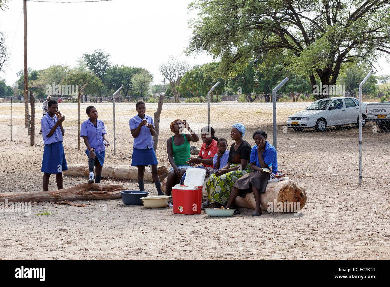 NAMIBIA, KAVANGO, OCTOBER 15: Happy Namibian school children waiting ...