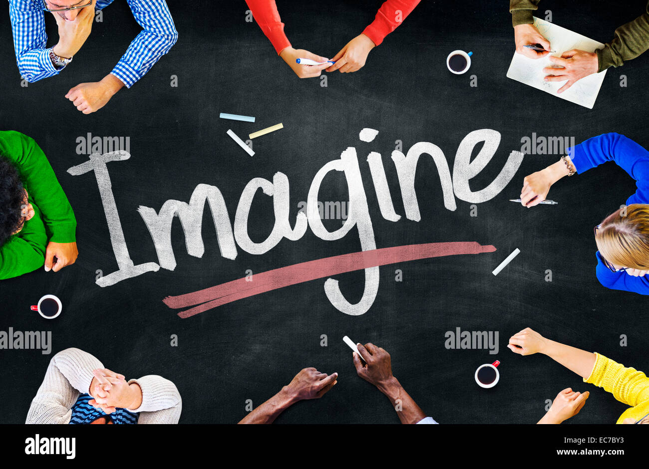 Multi-Ethnic Group of People and Imagine Concept Stock Photo - Alamy