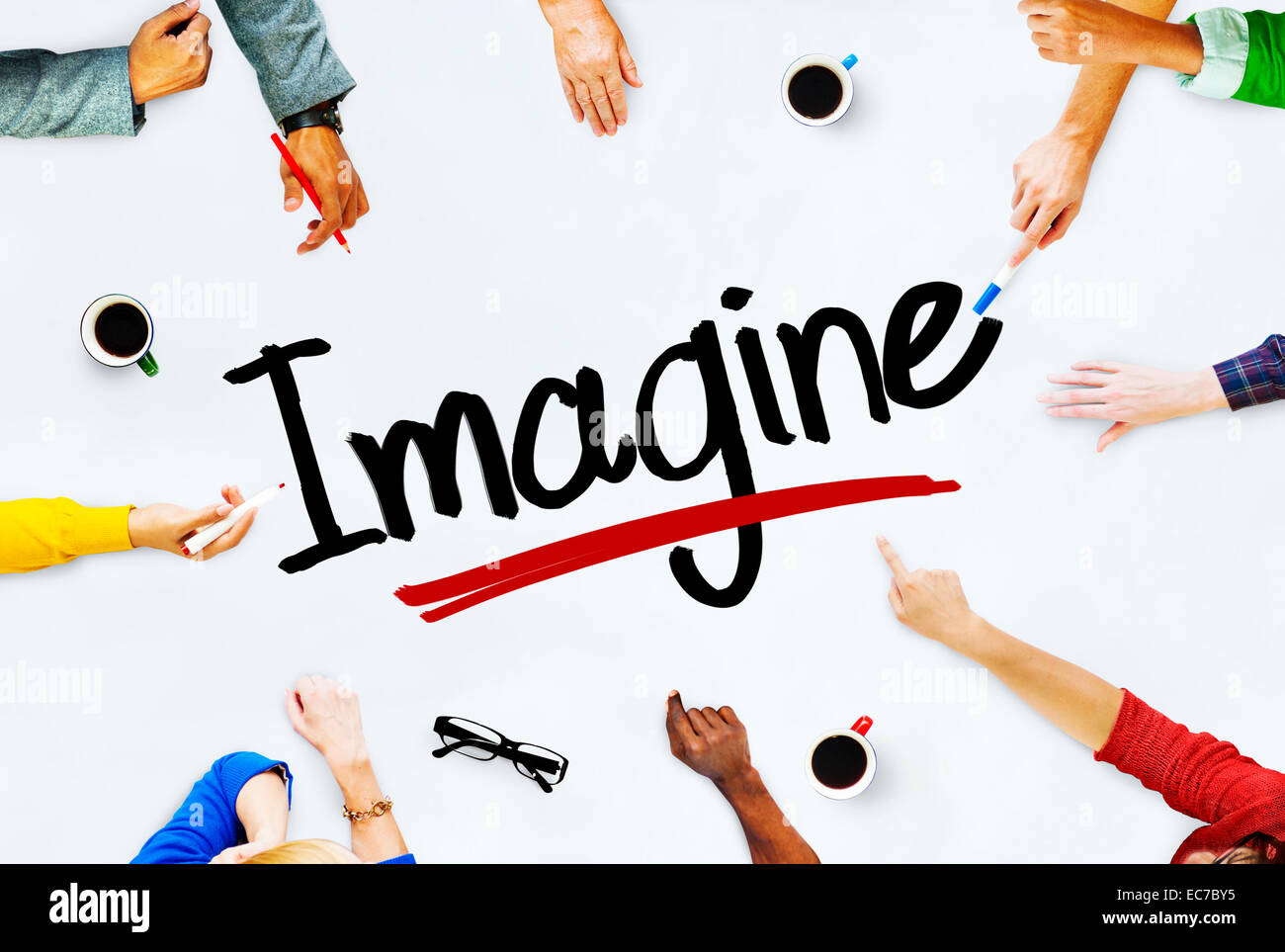 Multi-Ethnic Group of People and Imagine Concept Stock Photo - Alamy