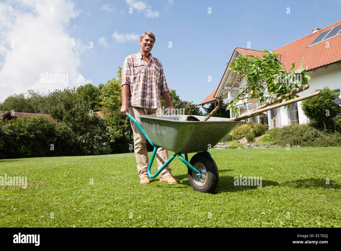 Full Length Man Pushing Wheelbarrow Garden Stock Photos & Full Length ...
