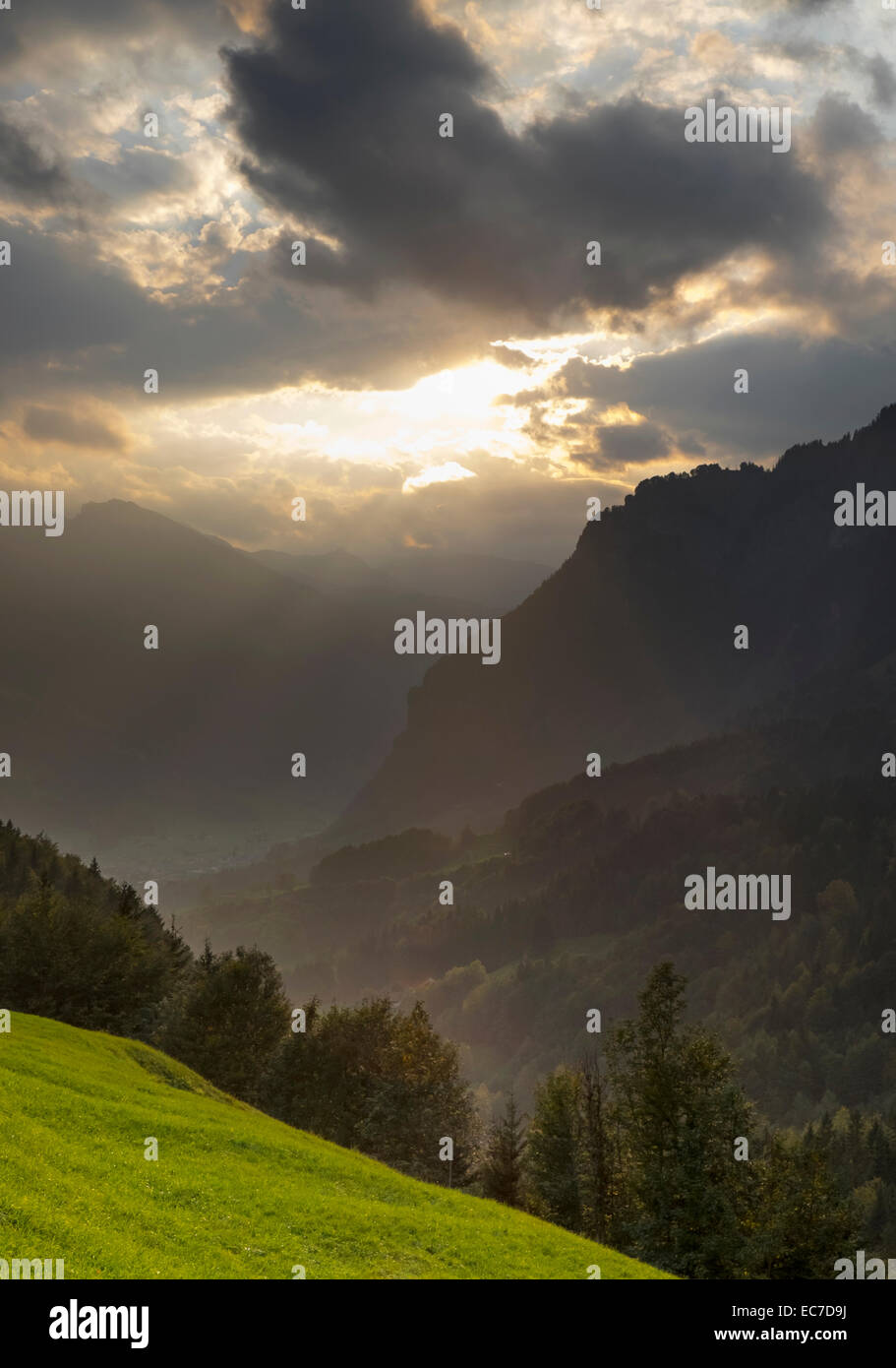 Switzerland, Canton Schwyz, Muota Valley, Sunset Stock Photo - Alamy