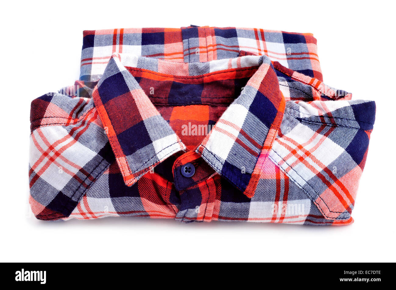 a folded lumberjack shirt on a white background Stock Photo - Alamy
