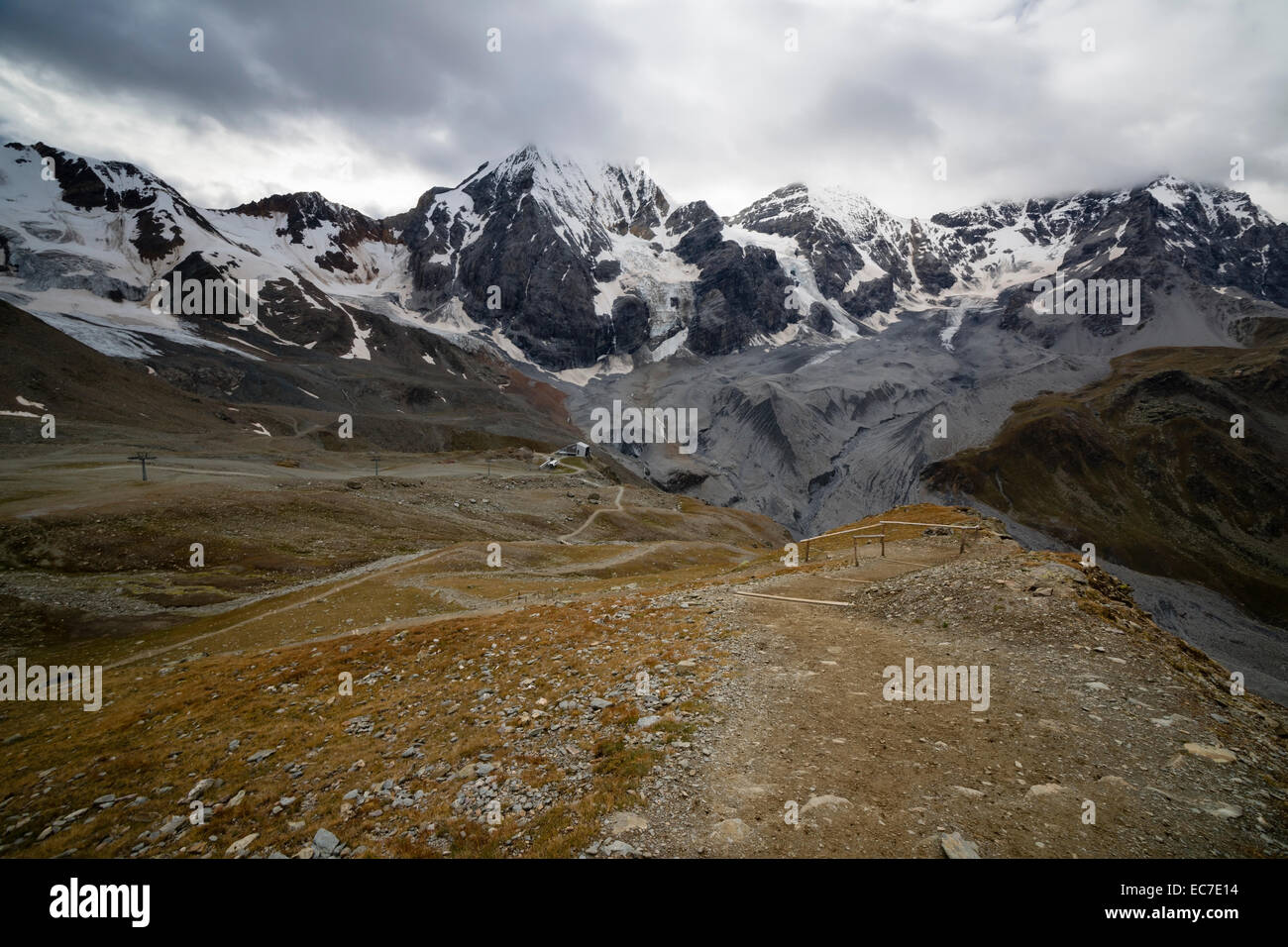 Italy, South Tyrol, View to Ortler Alps, Gran Zebru and Monte Zebru ...